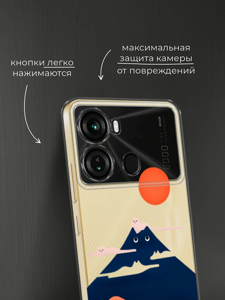 Чехол на Itel P40 / Ител P40 с принтом "Кот-гора", прозрачный — фото 1