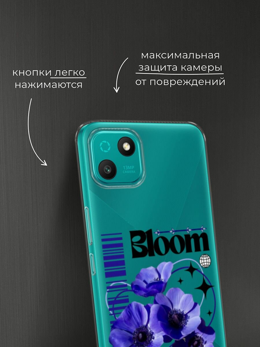 Чехол на Wiko T10 / Вико Т10 с принтом "Завораживающие анемоны", прозрачный — фото 1