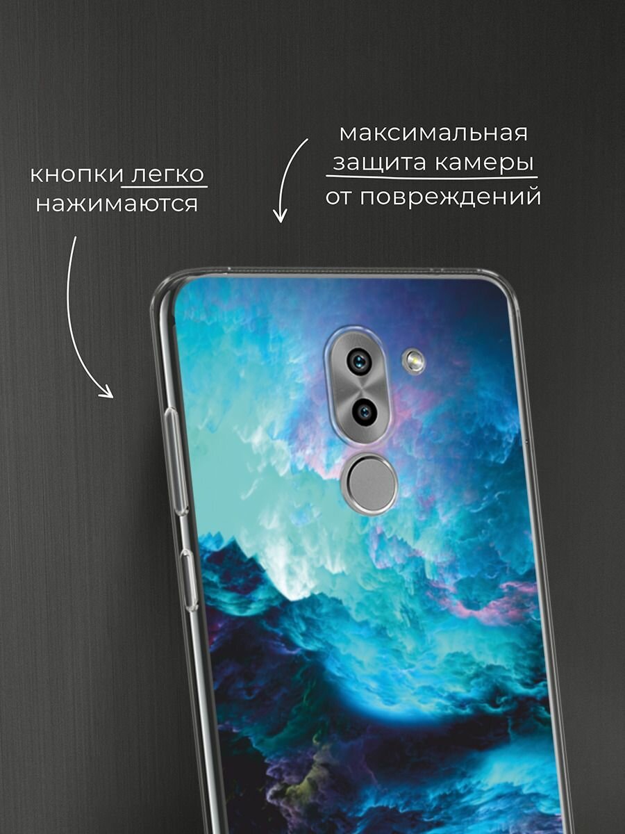 Силиконовый чехол на Honor 6X / Хонор 6Х с принтом "Бирюзовое небо" — фото 1