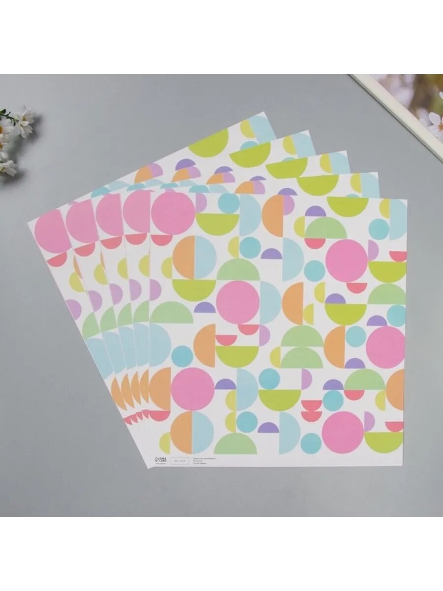Яркие круги для скрапбукинга - набор 5 листов