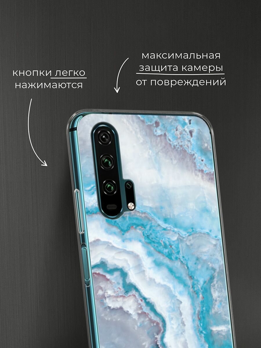 Чехол на Honor 20 Pro / Хонор 20 Про с принтом "Нежно-голубой мрамор" — фото 1