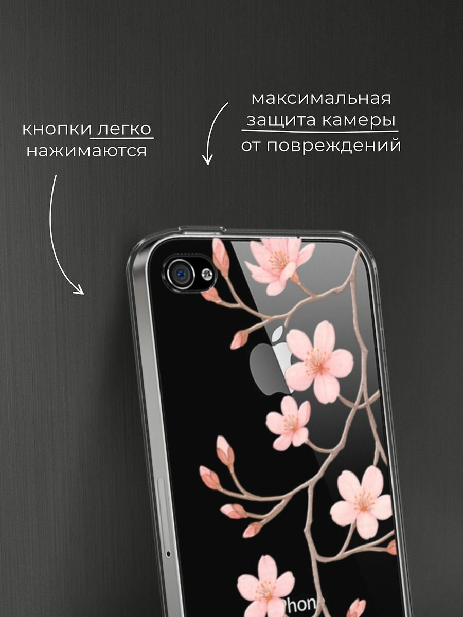 Чехол на Apple iPhone 4/4S / Айфон 4/4S с принтом "Веточка распускающейся сакуры 2" — фото 1