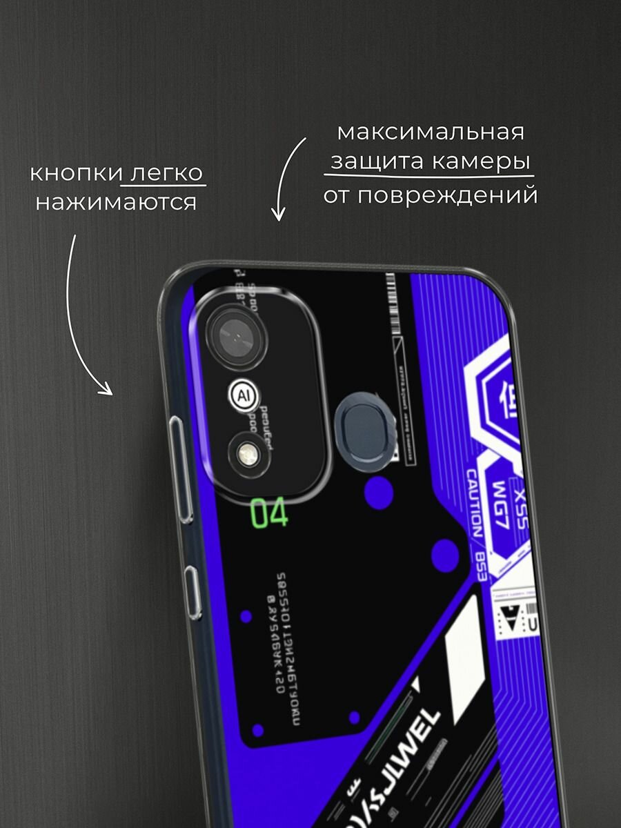 Силиконовый чехол на Itel A27 / Ител А27 с принтом "Неоновый киберпанк" — фото 1