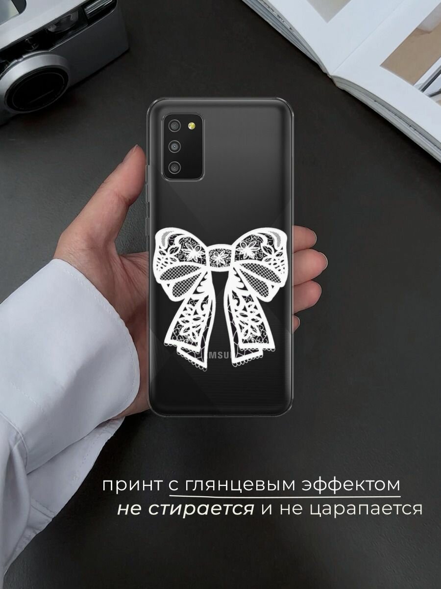 Чехол на Samsung Galaxy A02s / Самсунг Галакси A02s с принтом "Черно-белый бант 2" — фото 1