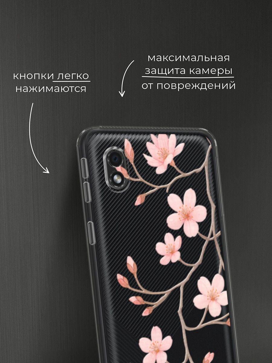 Чехол на Samsung Galaxy A01 Core / Самсунг Галакси А01 Core с принтом "Веточка распускающейся сакуры 2" — фото 1