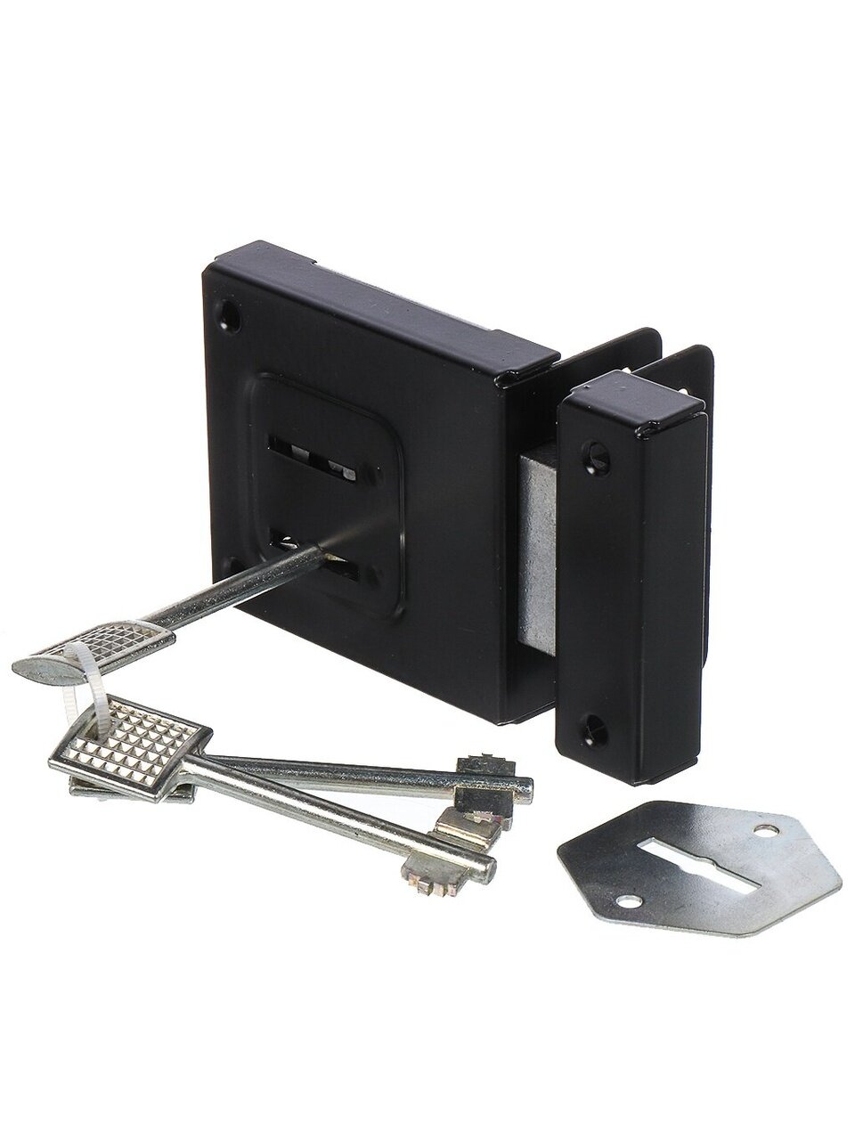 Замок накладной Птимаш, ЗН4-1, 12 942, сувальдный, дверной, черный