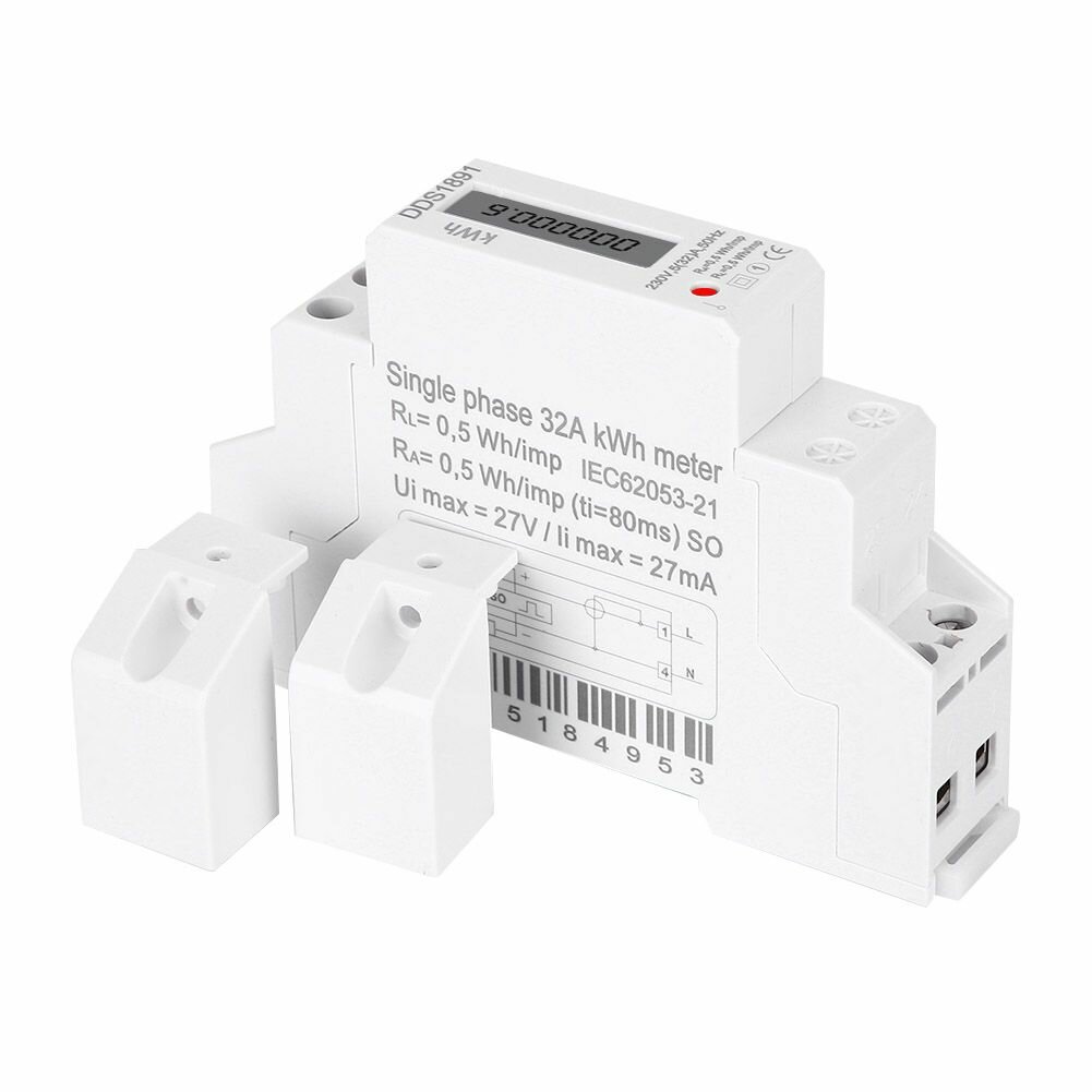 DDS1891 Однофазный счетчик энергии на DIN-рейку 230 В 5 (32) А 50 Гц Счетчик электроэнергии с ЖК-дисплеем