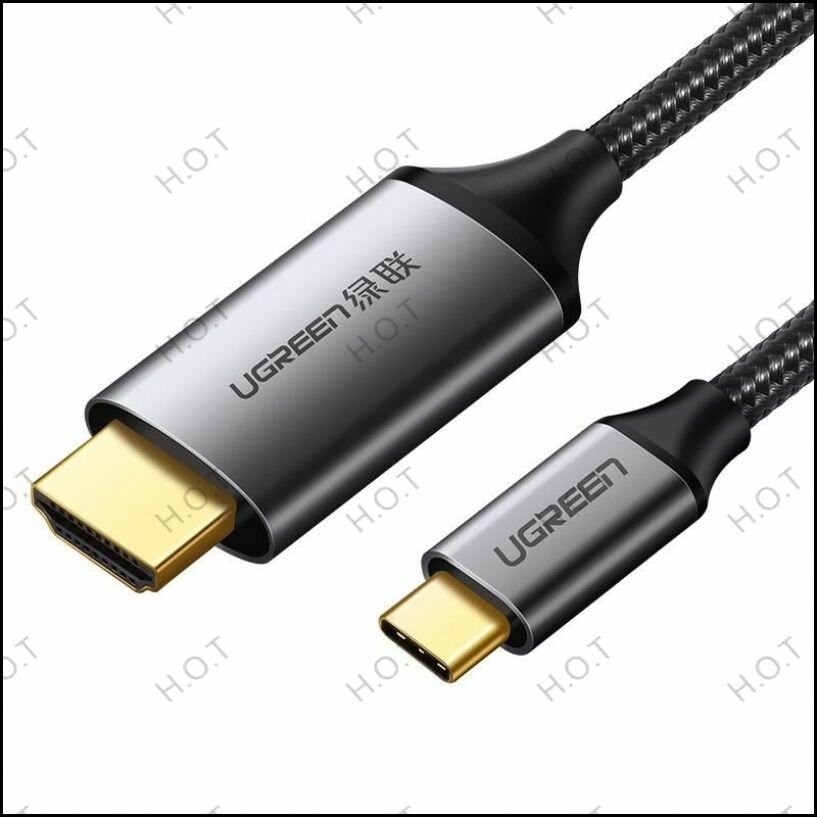 Кабель Ugreen USB C-HDMI 4K, в оплетке, цвет серо-черный, 1.5 м (50570)