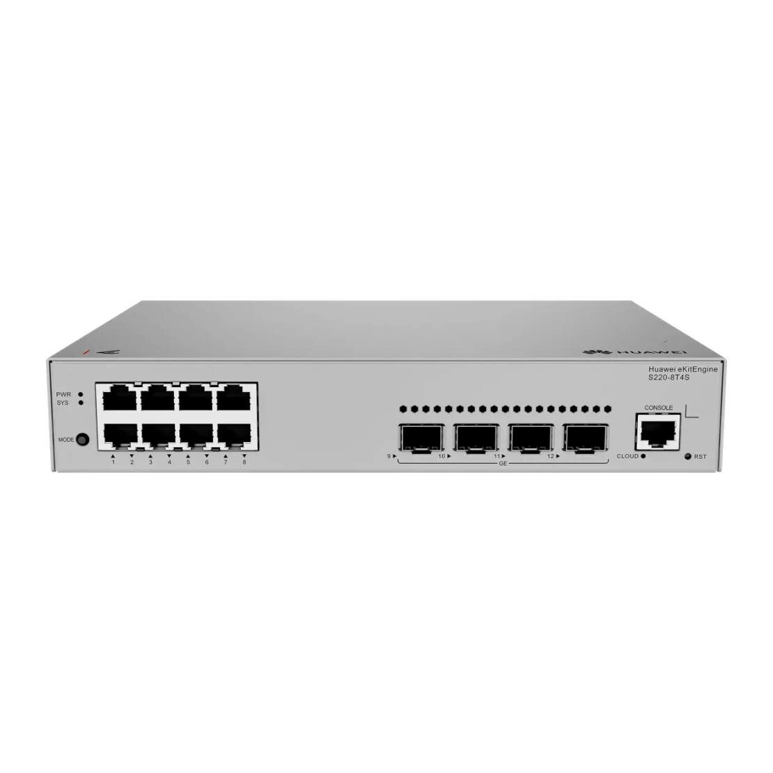 Коммутатор HUAWEI eKit S220-8T4S (L2, 8*10/100/1000BASE-T ports, 4*GE SFP ports, built-in AC power)