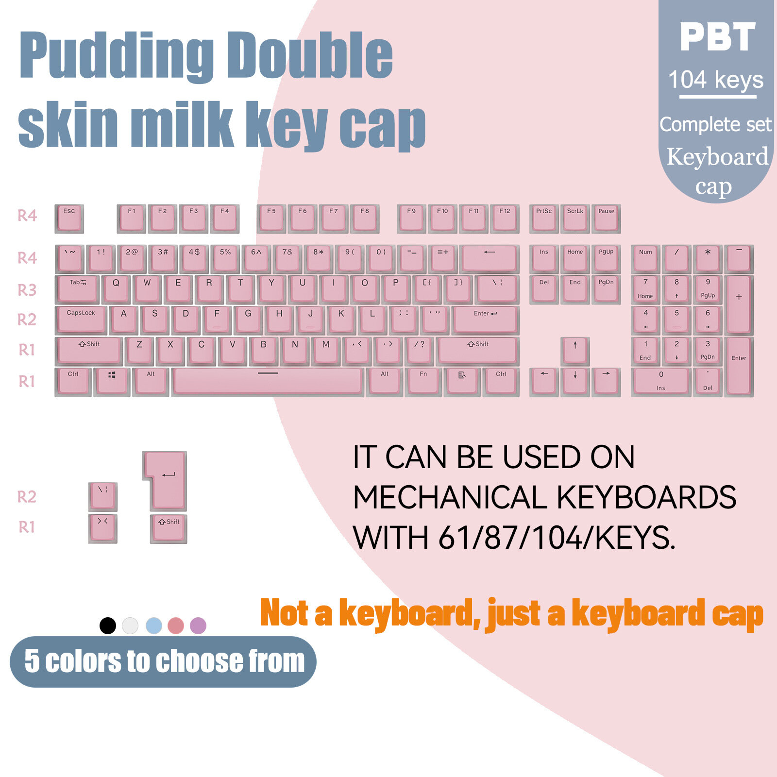 PBT Двухслойный Пудинг Крем Закрытый Персонаж Прозрачный 1048761 Клавиша Механическая Клавиатура Универсальный Кейкап