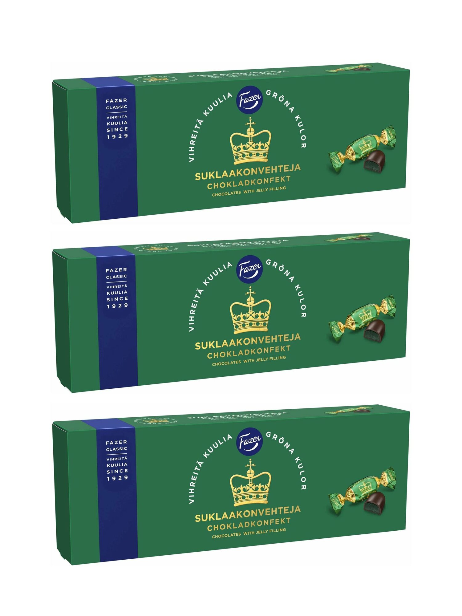 Конфеты Fazer молочный шоколад с мармеладной начинкой яблоко-груша, 3шт по 295г (Новогоднее)