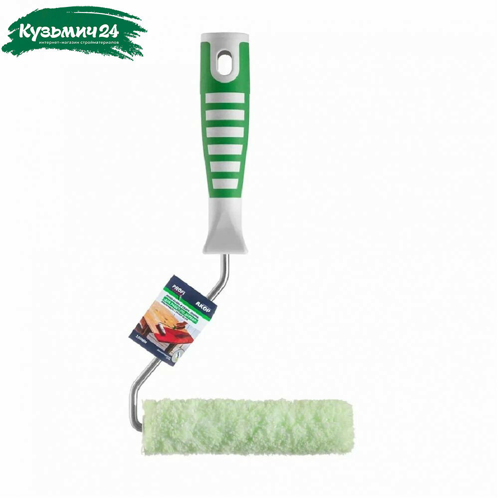 Мини-валик малярный Акор Профи 514 30 150 для работ по дереву, ролик 150 мм, ворс микрофибра 12 мм, 1 шт.