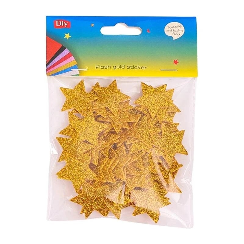 Блестящие звезды наклейки 60 шт Gold