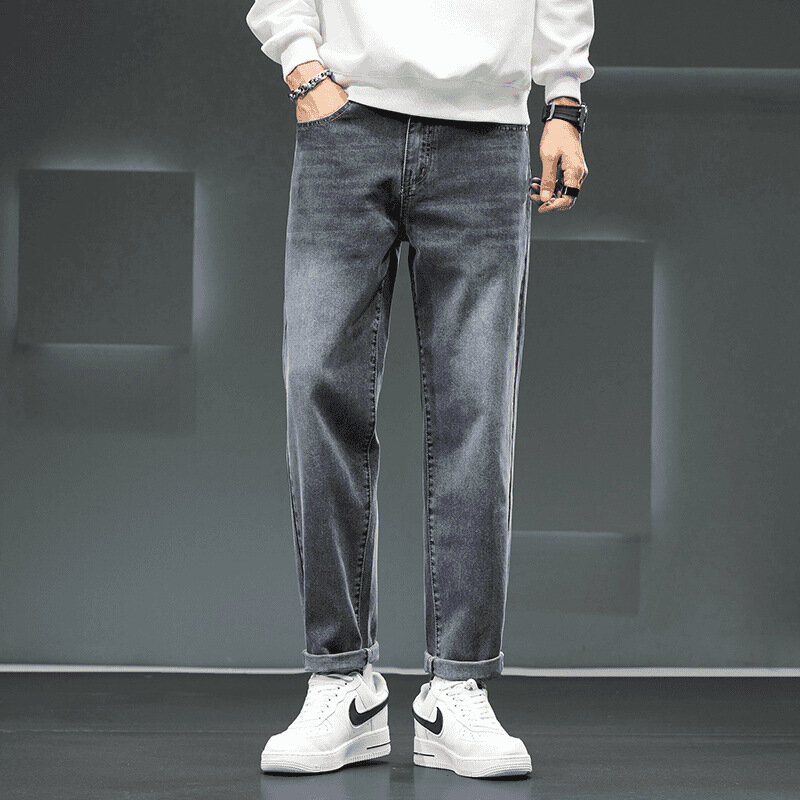 Слим тапер джинсы Rong Новинки года мужские эластичные микро-конусные прямые джинсы стирка повседневные ностальгические модные, Размер_31