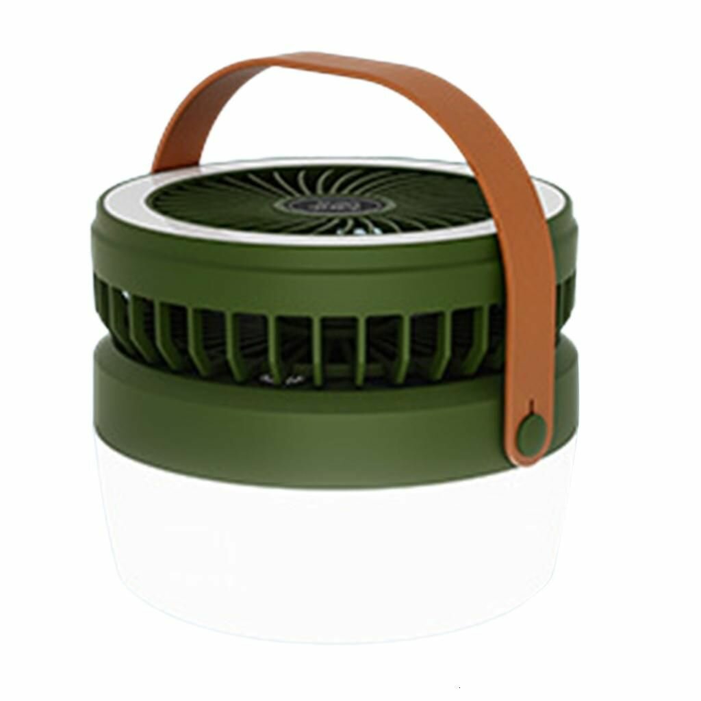 Портативный солнечный кемпинговый светильник с 3-скоростным вентилятором, USB-зарядка, Армейский Зеленый