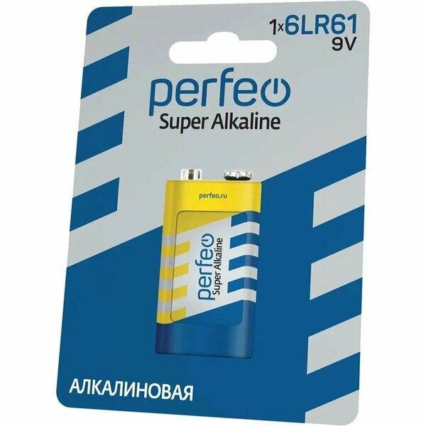 Батарейка крона Perfeo 6LR61 Super Alkaline 9V BL1 PF6LR61/1BL, 1шт.