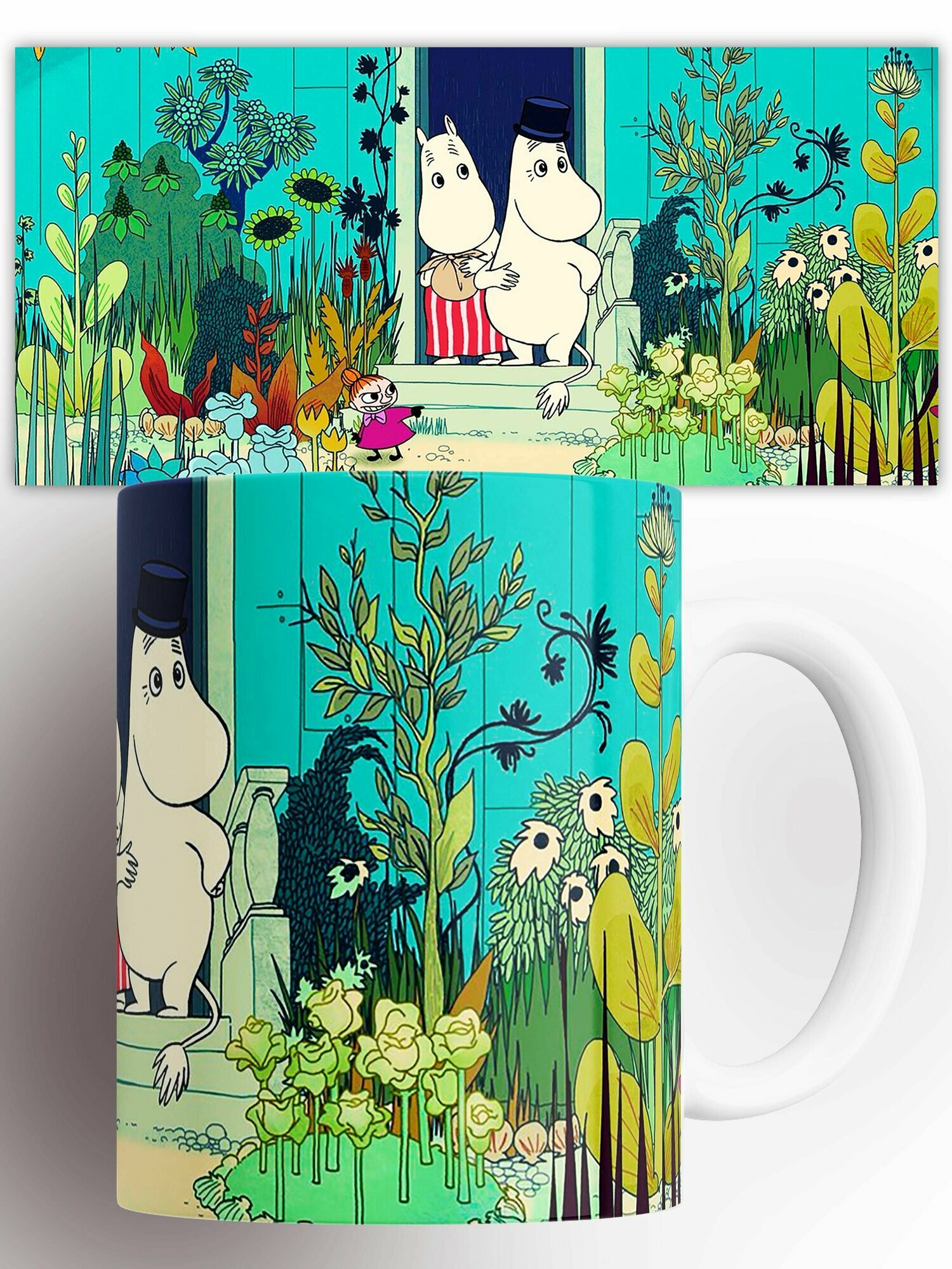 Кружка Муми-тролли Tanoshii Muumin Ikka сериал на подарок с принтом 330 мл