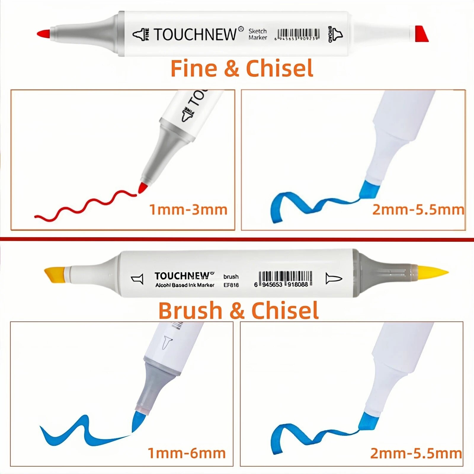 TOUCHNEW Маркеры Fine-Chisel 60 цветов — фото 1