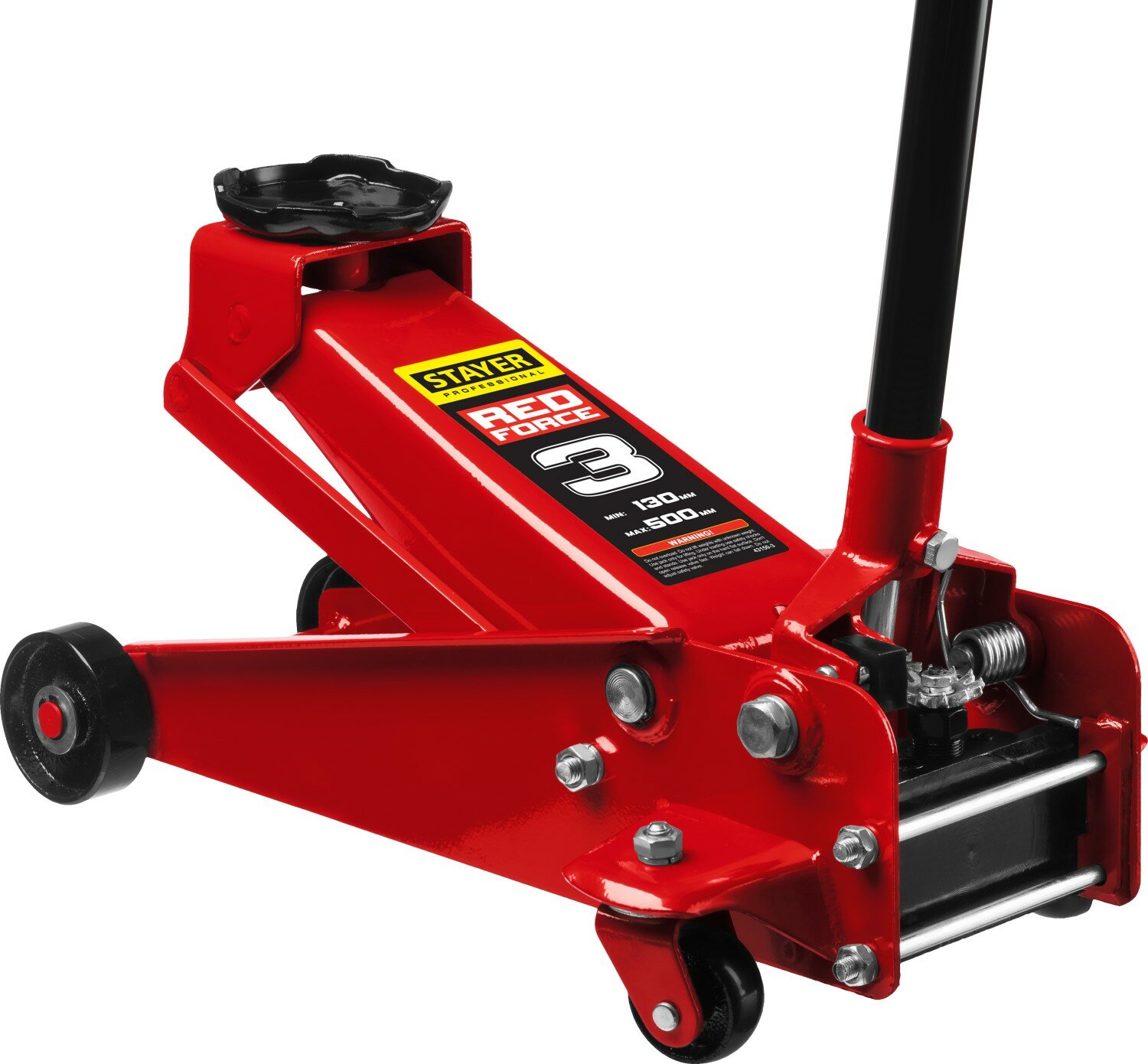 STAYER F-30 RED FORCE, 3 т, 130 - 350 мм, подкатной домкрат с высоким подъемом для СТО, Professional (43150-3)