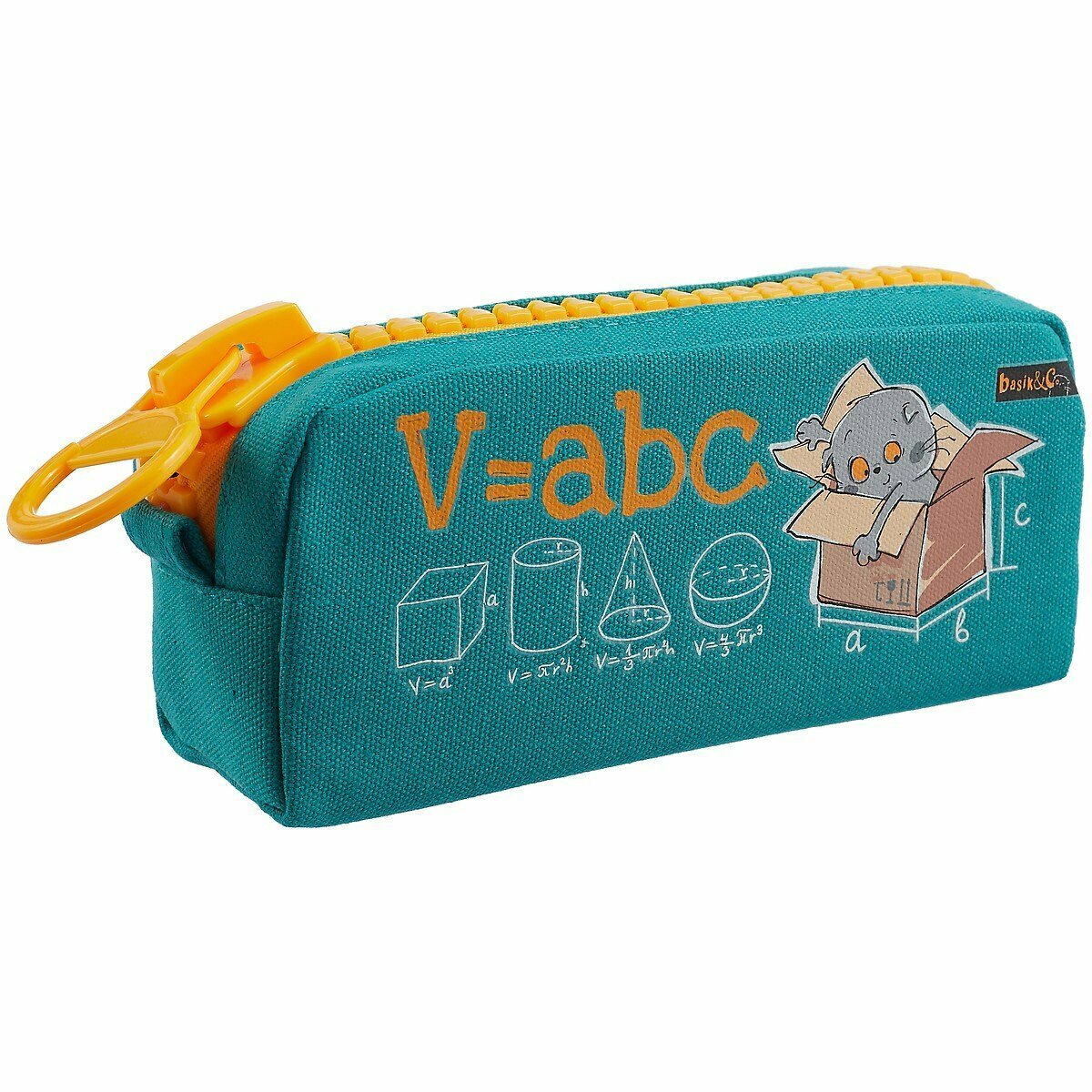 Пенал с большой молнией "Басик: формулы", бирюзовый