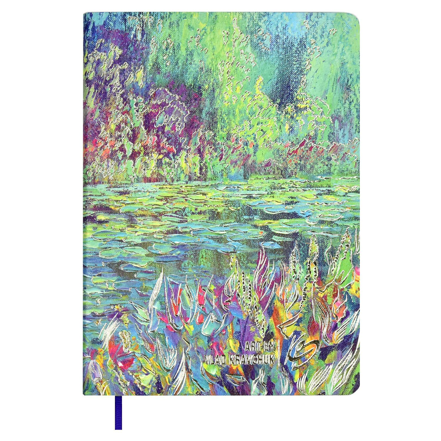 Ежедневник недат. А6+ 120л 126х174 "Наппа" пруд , иск. кожа, мягкий переплет, тиснение фольгой, офсет, ляссе