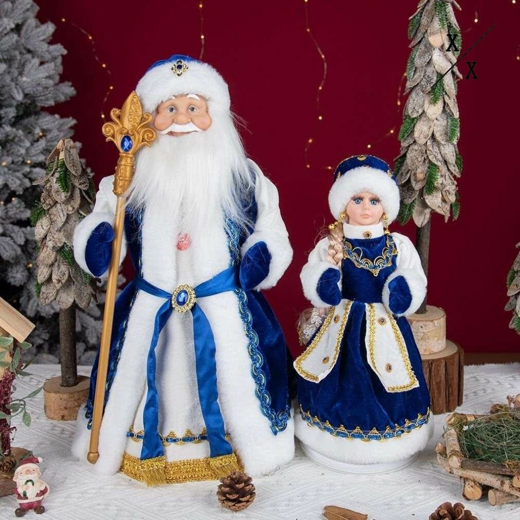 Фигурка Деда Мороза под ёлкой 50 см/35 Музыкальный Дед Мороз, синий 2 шт11