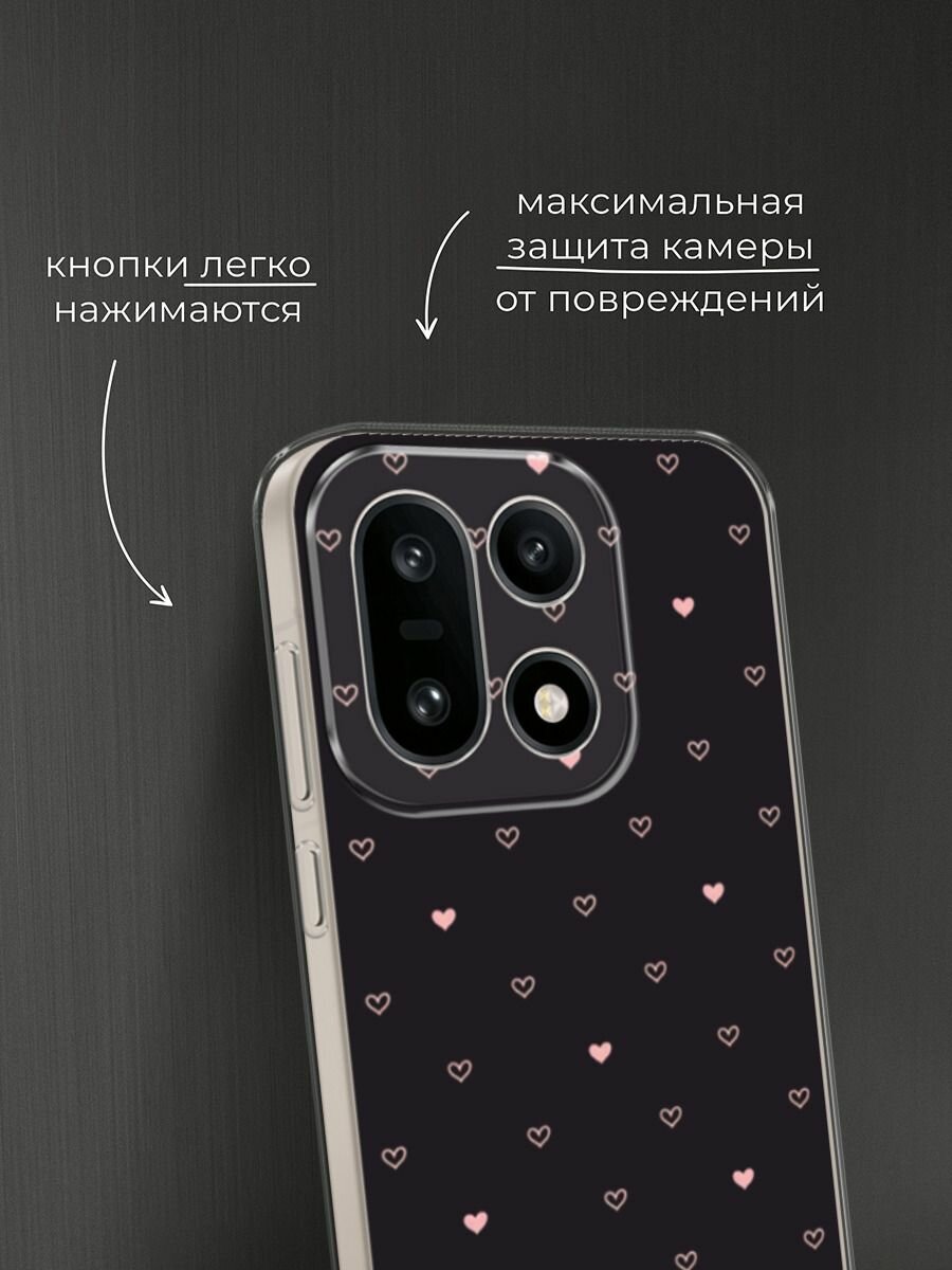 Чехол на OnePlus 15 / Ван Плас 15 с принтом Черный фон и сердечки — фото 1