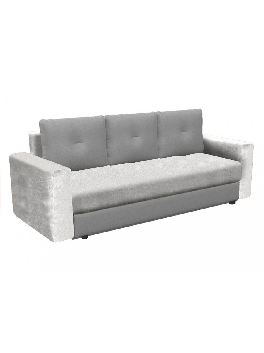 Чехол на диван евро-книжку с подлокотниками Бруклин молочный, стрейчевый велюр, Виктория Хоум Декор