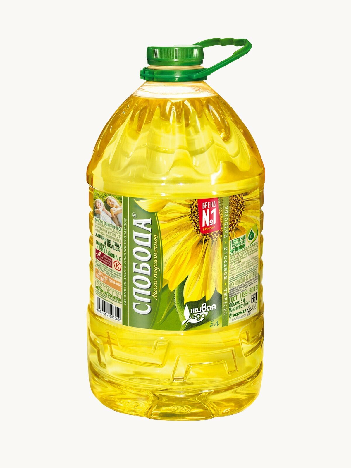 Масло Слобода подсолнечное, рафинированное, дезодорированное 5 л