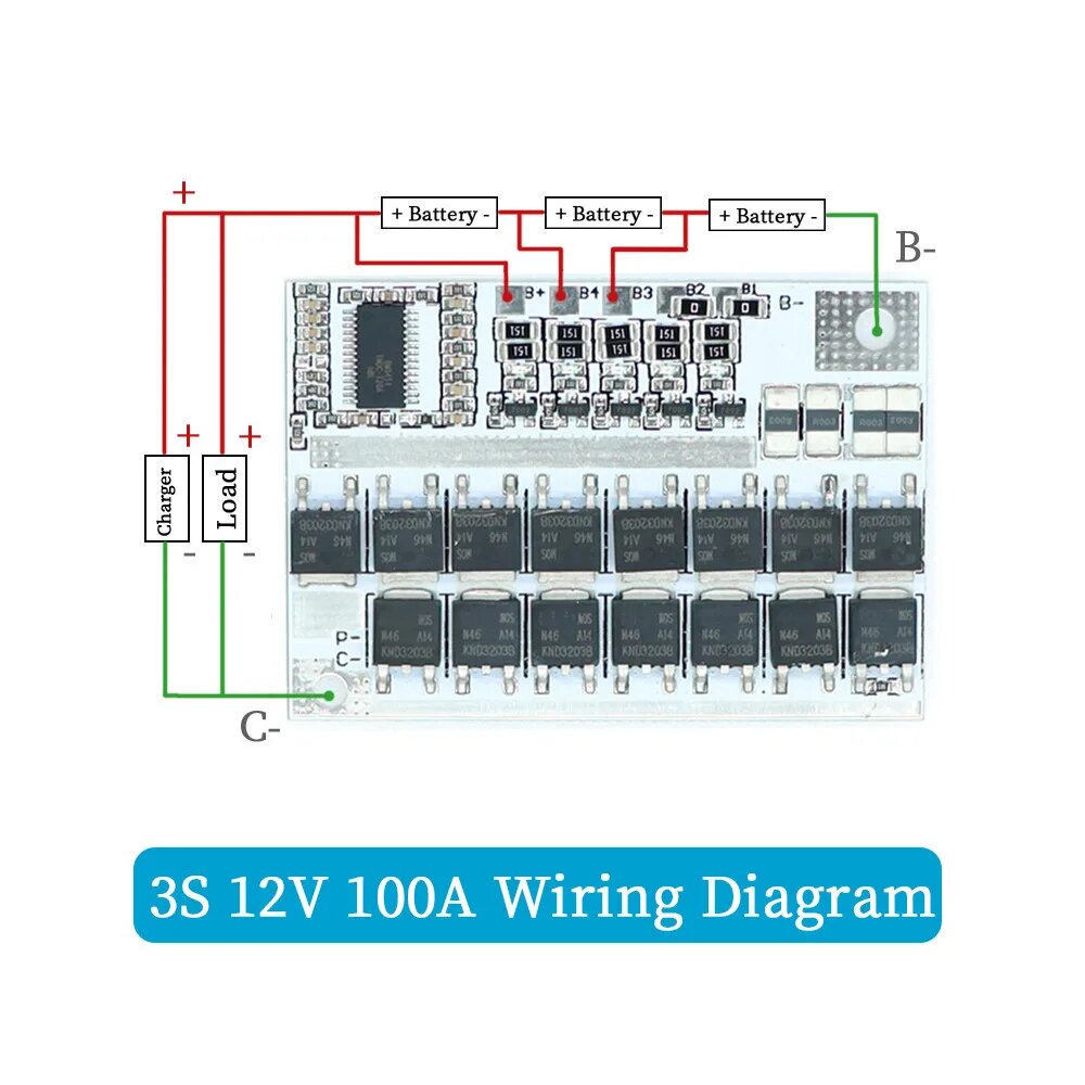 BMS модуль для литиевых батарей 3S/4S/5S 1pcs, 3S 12V 100A