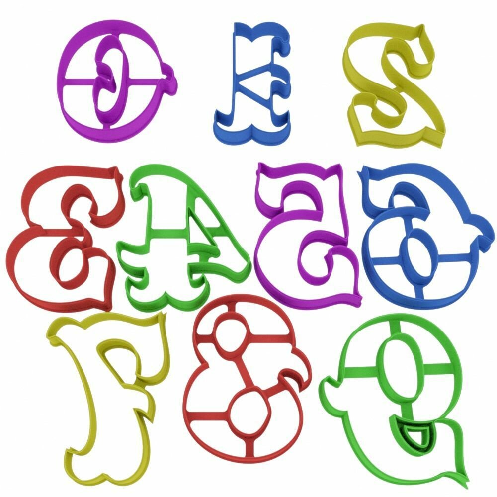 Формочки для печенья и пряников Цифры фигурные, набор 10 шт.