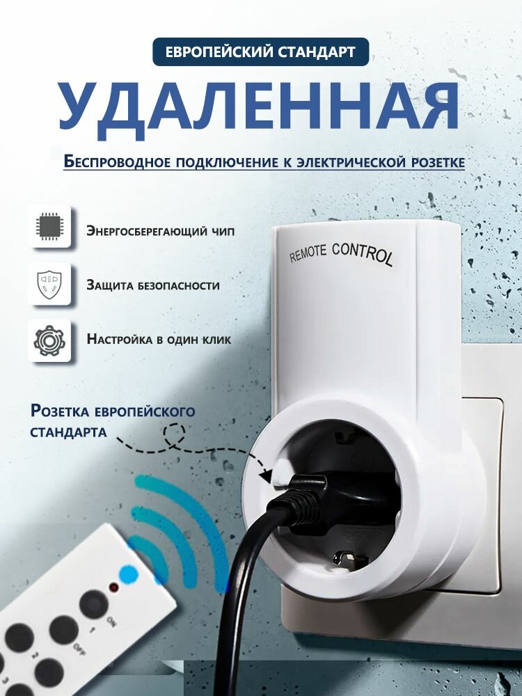 Беспроводная радиоуправляемая розетка с пультом управления -1 шт.