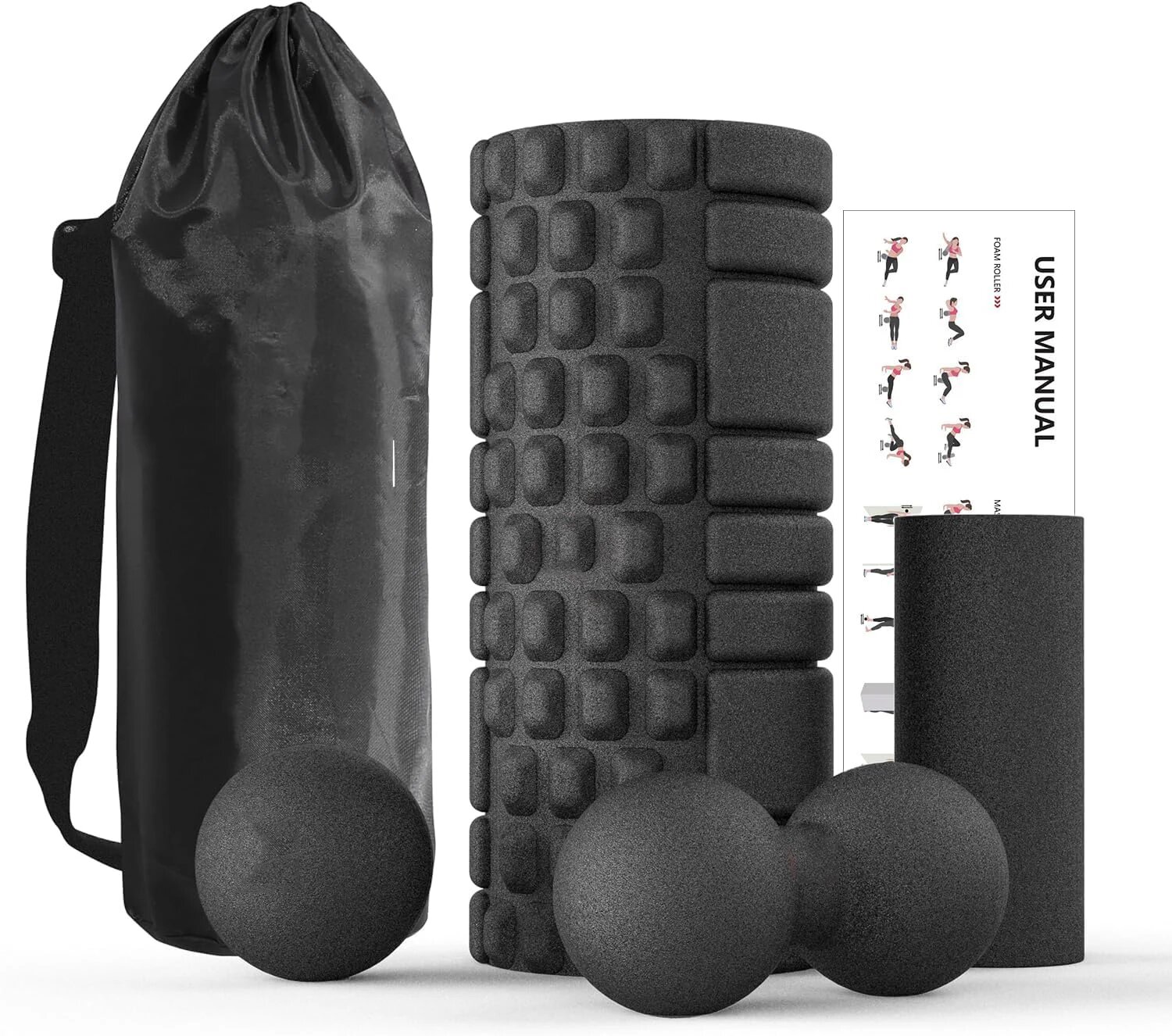 Набор роликов для фасции, массажный набор шариков с арахисом, EPP, фитнес-колонна из пенопласта для боли в спине, ногах, бедер, глубоких тканей, растяжки мышц, расслабление