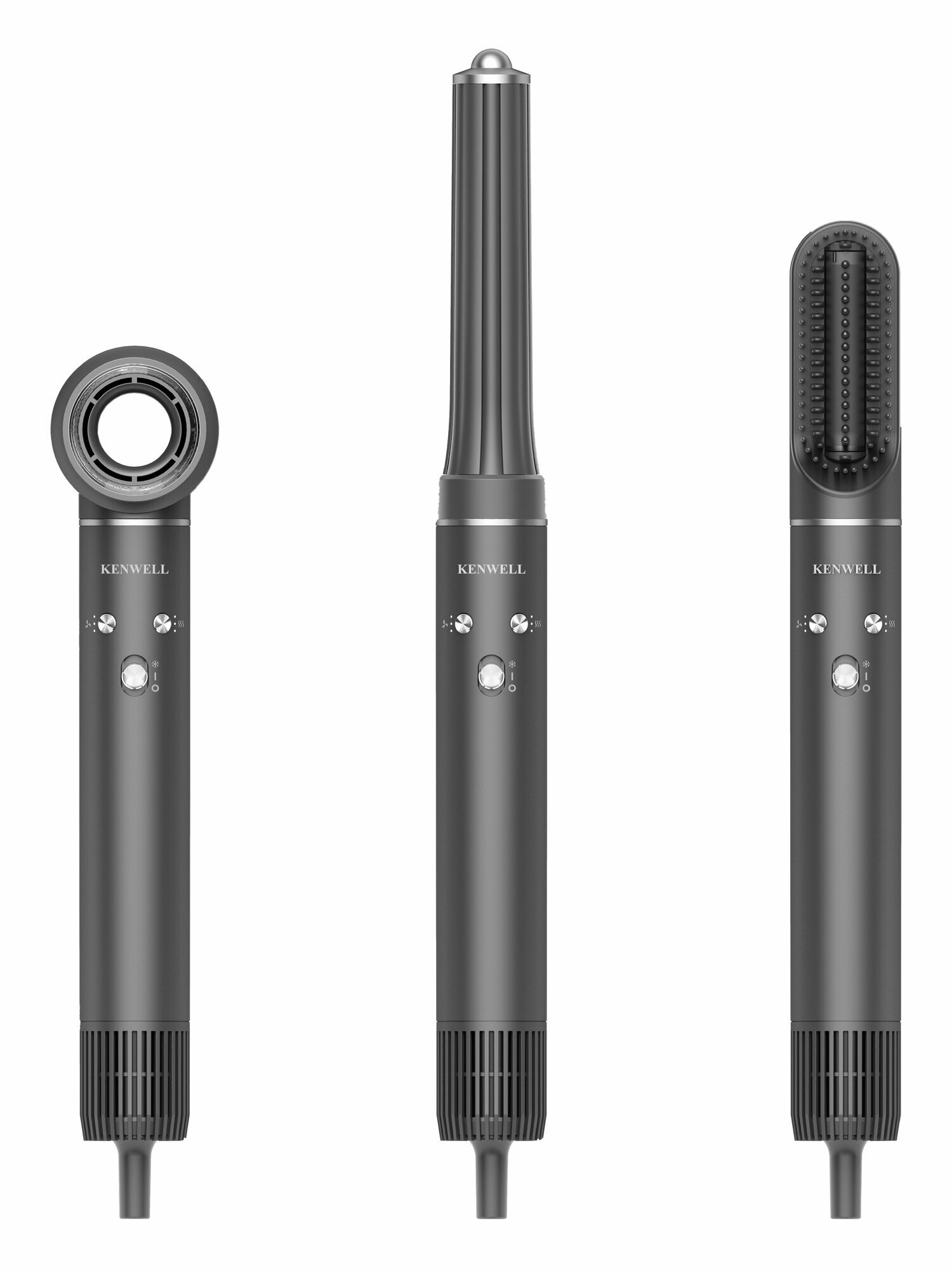 Фен-стайлер Kenwell KEN2308, многофункциональный, серый металлик