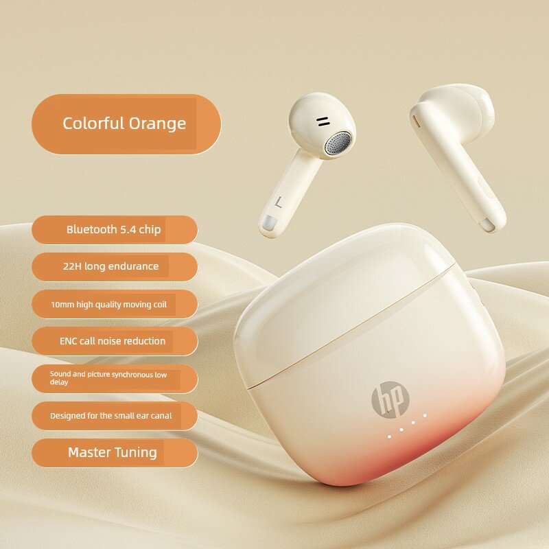 HP беспроводные наушники Bluetooth полупрозрачные спортивные для Android iOS 2025 модель - цвет ярко-оранжевый - H10J