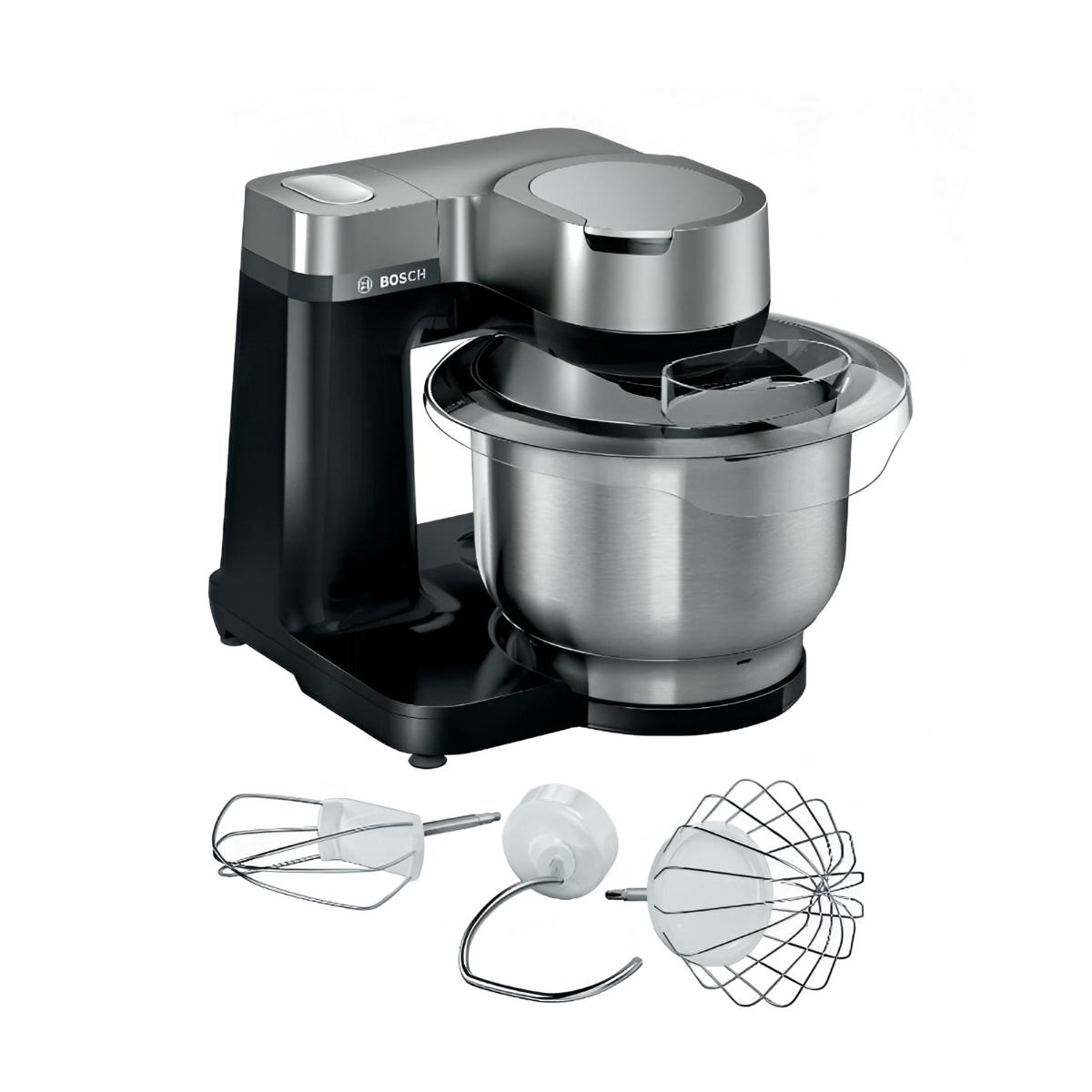 Кухонный комбайн Bosch MUMS2VM00, черный, нержавеющая сталь, мощность 900Вт, чаша 3,8 л, 3 насадки, 7 скоростей