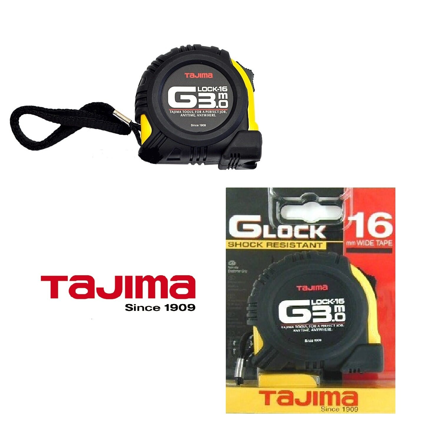 Рулетка TAJIMA G Lock G6P30MT 3м/16мм обрезиненный корпус,2-х сторонняя шкала