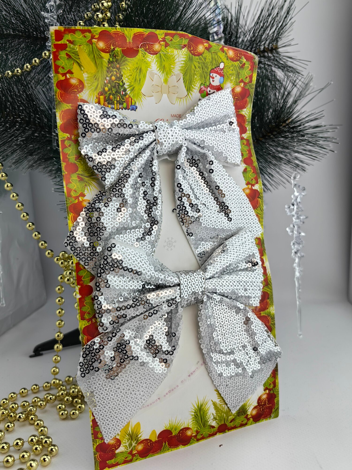 Бант новогодний на елку набор 2 шт