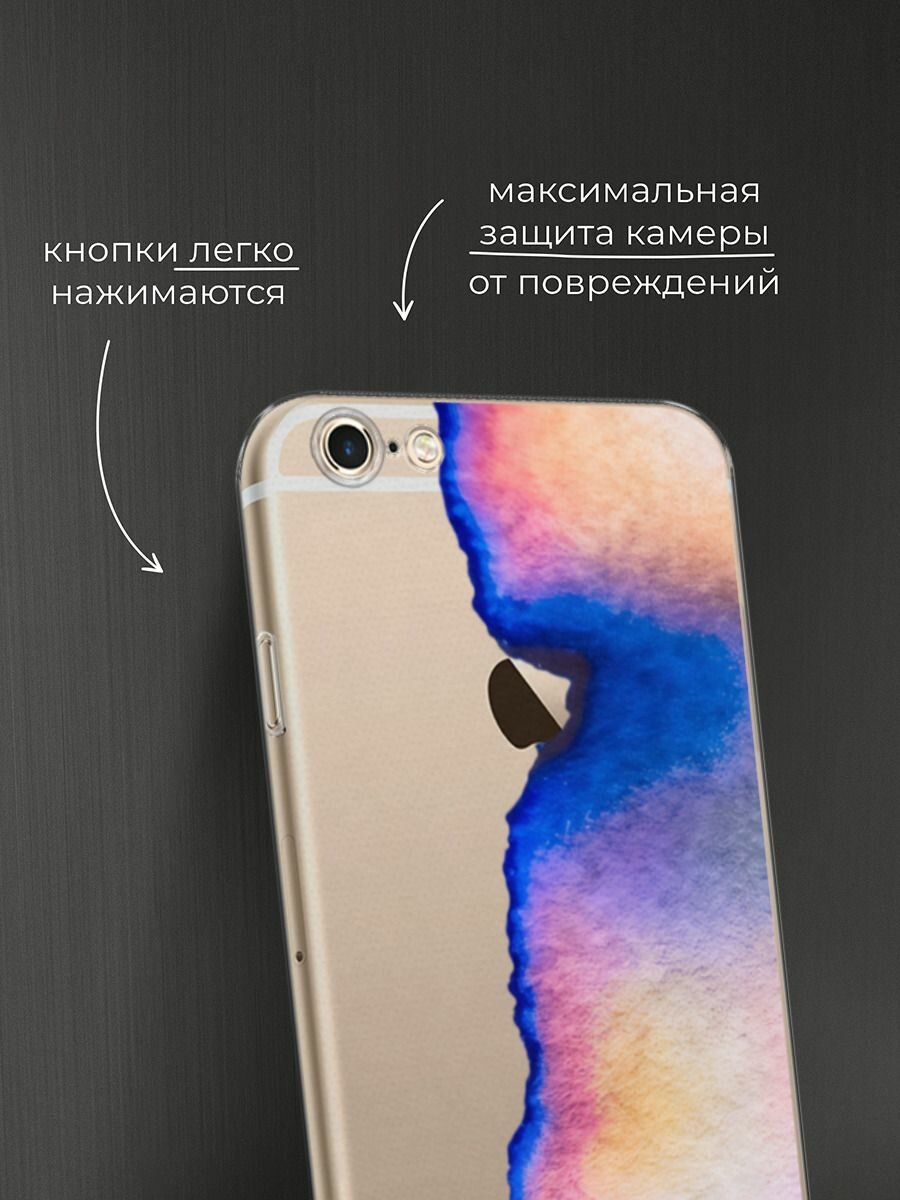 Чехол на Apple iPhone 6 Plus/6S Plus / Айфон 6 Плюс/Айфон 6С Плюс с принтом Синяя акварель, прозрачный — фото 1