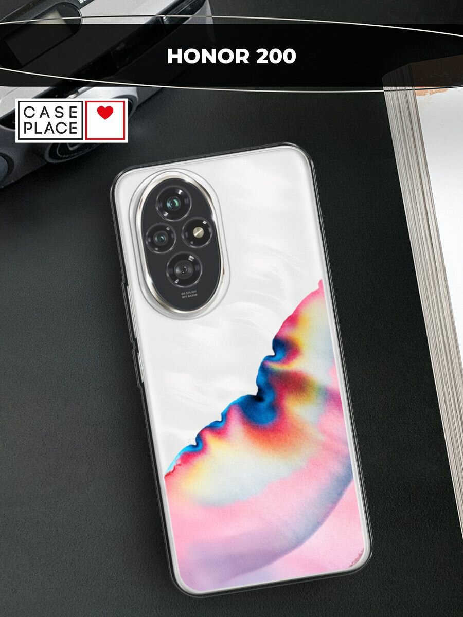 Чехол на Honor 200 / Хонор 200 с принтом Розовая акварель, прозрачный