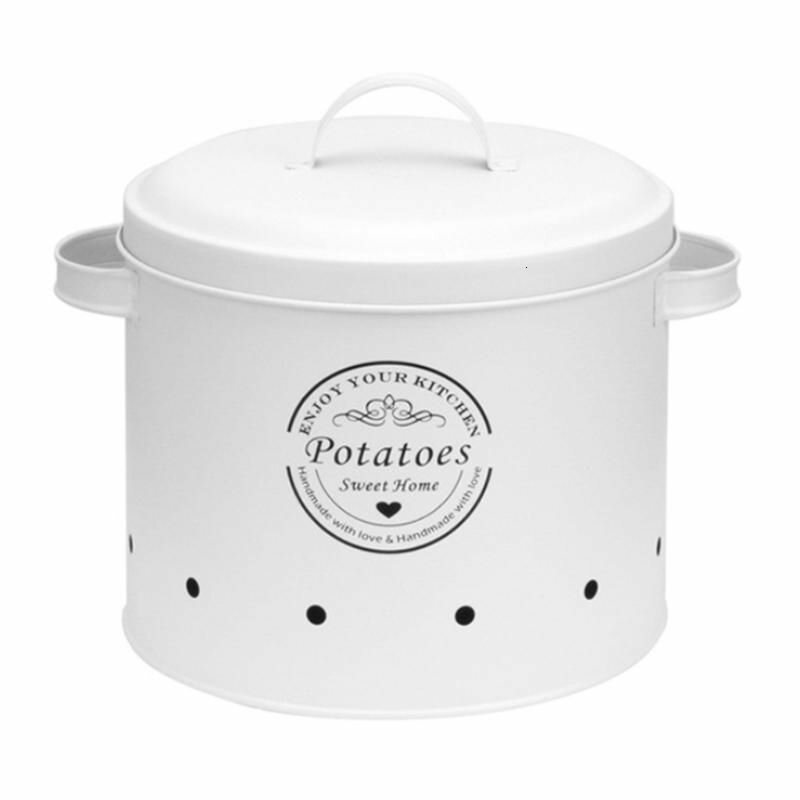 Металлическая банка для хранения овощей с вентиляционными отверстиями, Белый - Ведро для картофеля