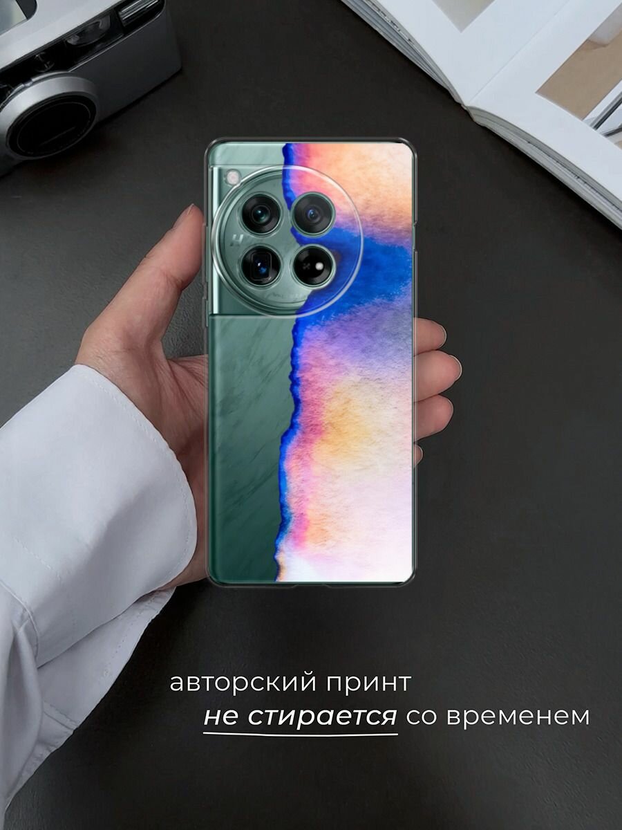 Чехол на OnePlus 12 / Ван Плас 12 с принтом Синяя акварель, прозрачный — фото 1