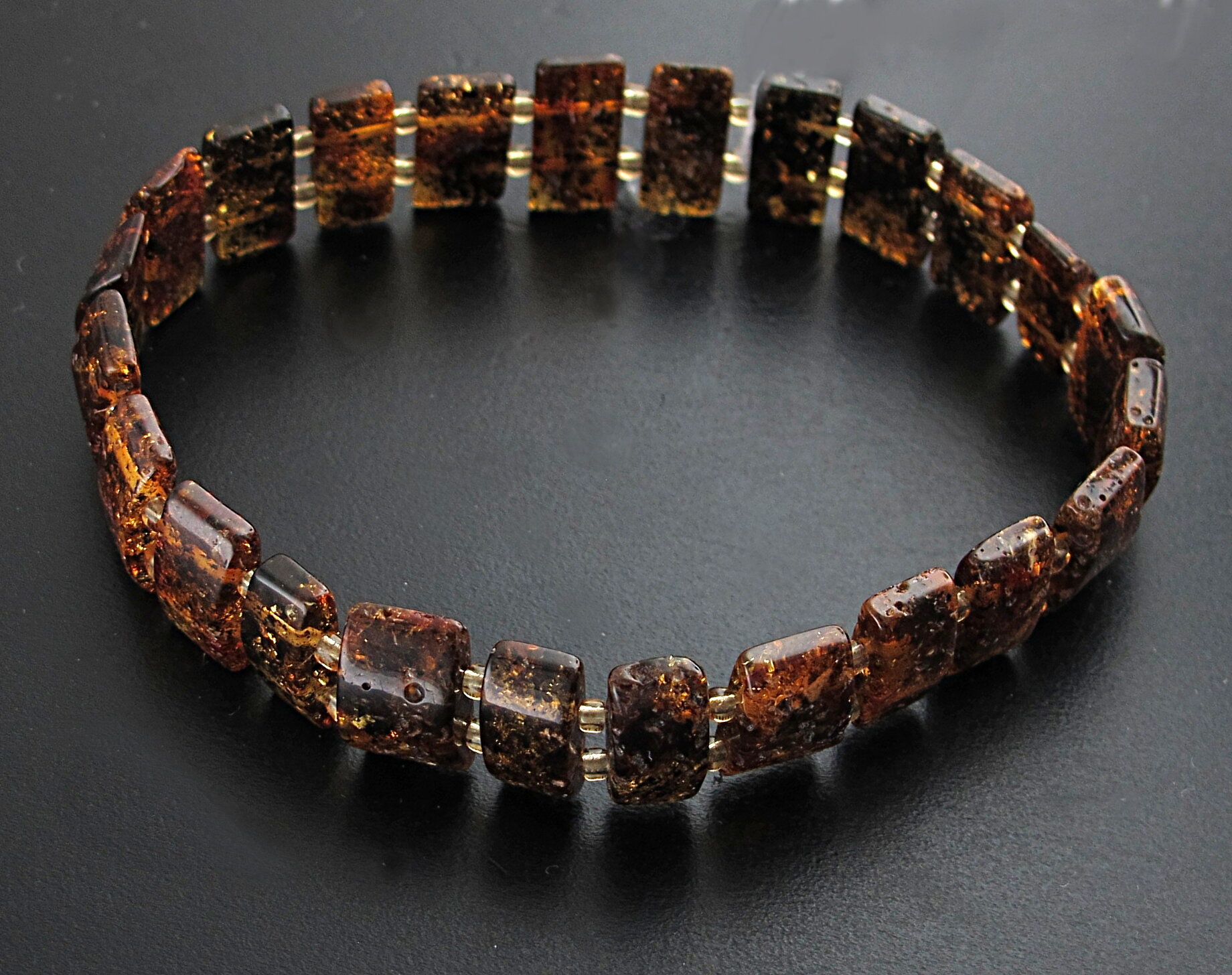 Браслет, бисер, янтарь