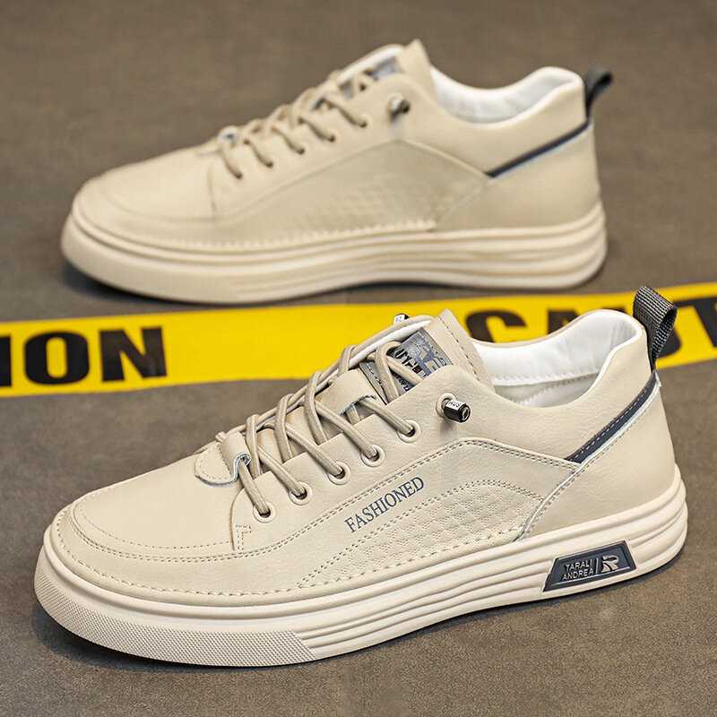 AIS Белые ботинки Весна Мужчины Без шнуровки Водонепроницаемые Кожа