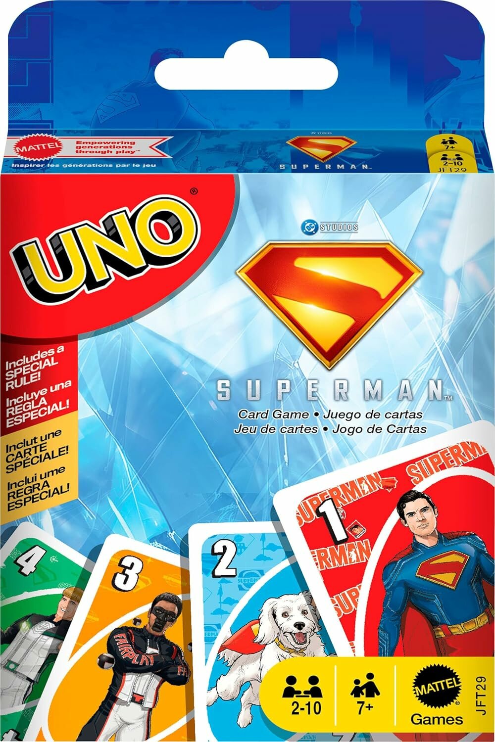 Игра настольная UNO "Superman" JFT29 , пластик, для детей от 3 лет