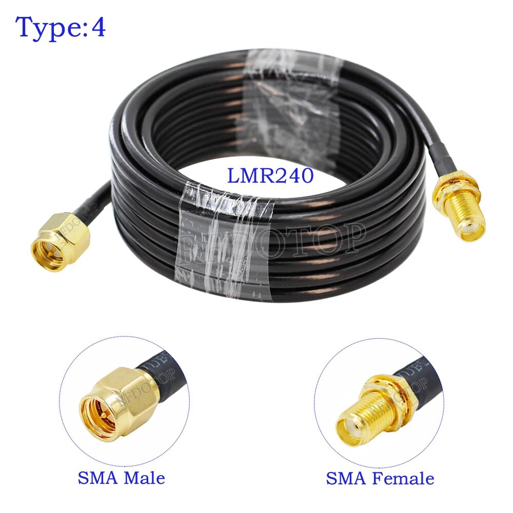 RFDOTOP LMR-240 коаксиальный кабель SMA-SMA 50 Ом 1.5M, SMA F to SMA M