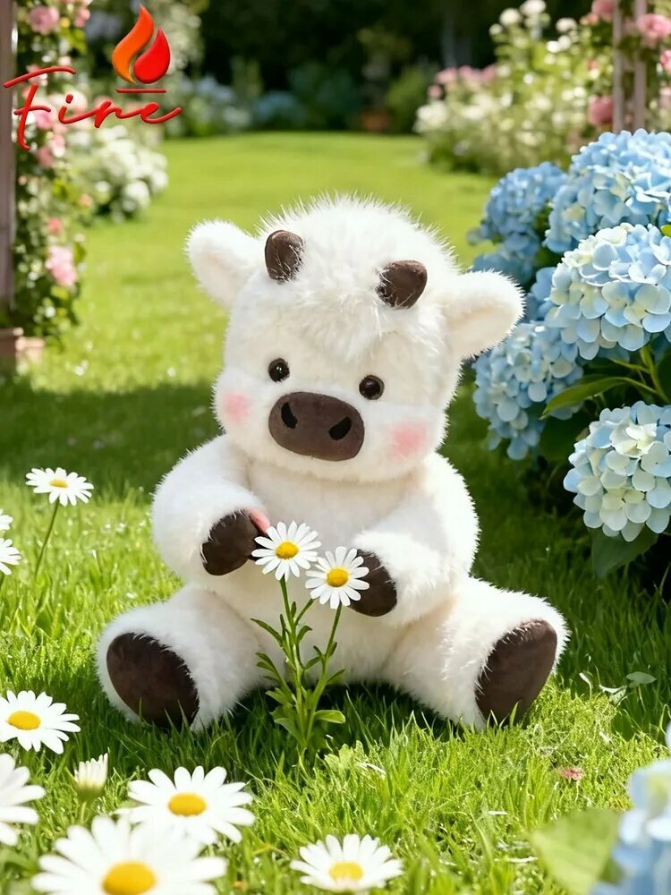 Бегущий теленок игрушка мягкая, белого, 45 см, 1 шт