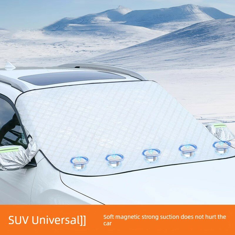 Толстый 3-оконный автомобильный капот для защиты от мороза и снега, зимняя чехол с магнитным креплением, универсальная