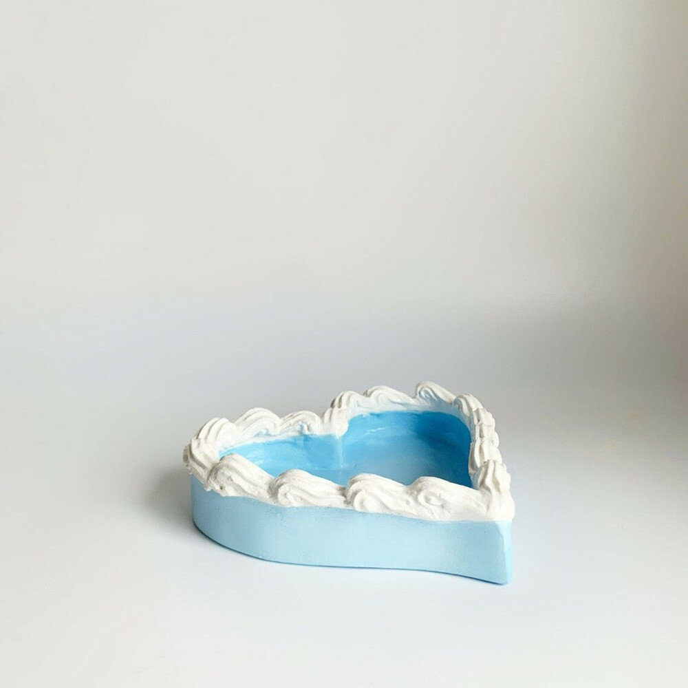 Jewelery dish elegant blue heart tray resin art home accent ring holder tray