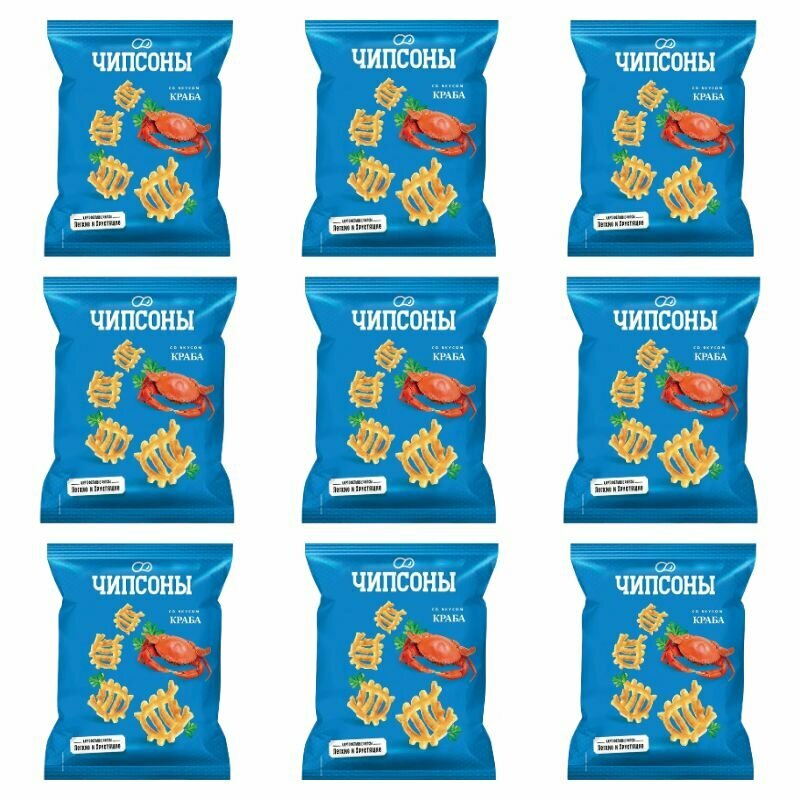 Чипсоны чипсы краб, 40 г, 9 упаковок